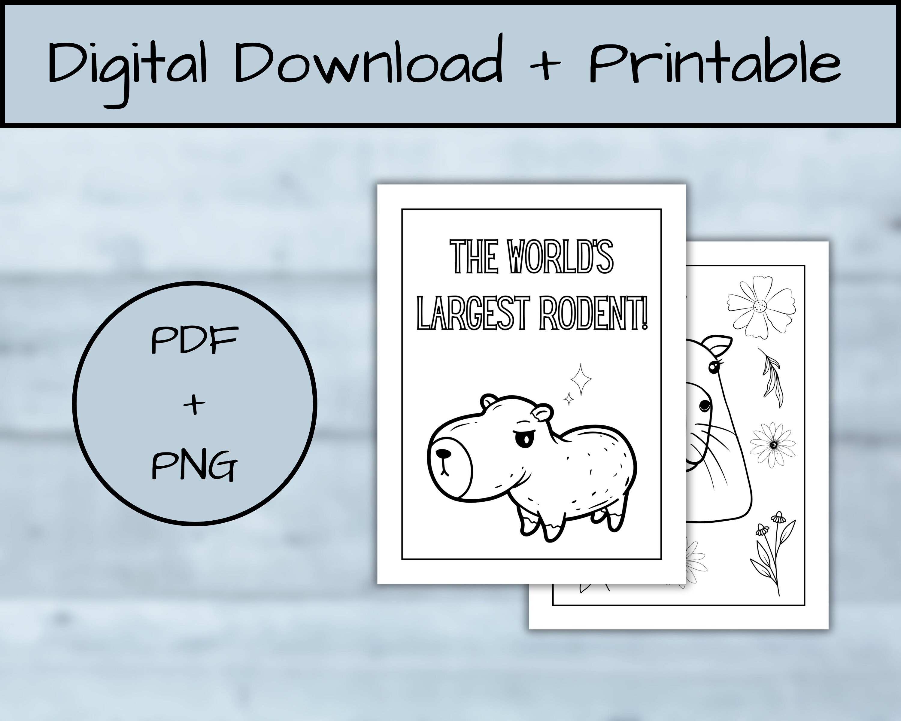 Paquete de páginas para colorear Capybara / Capybara Print Descarga ...