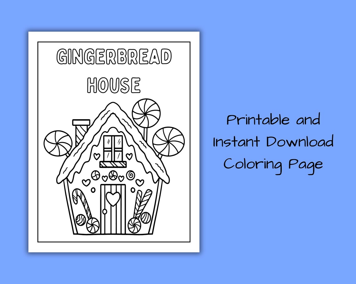Christmas Gingerbread House Coloring Page, Printable Christmas Coloring ...