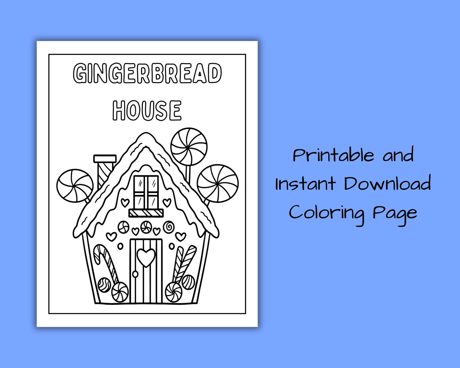 Christmas Gingerbread House Coloring Page, Printable Christmas Coloring ...