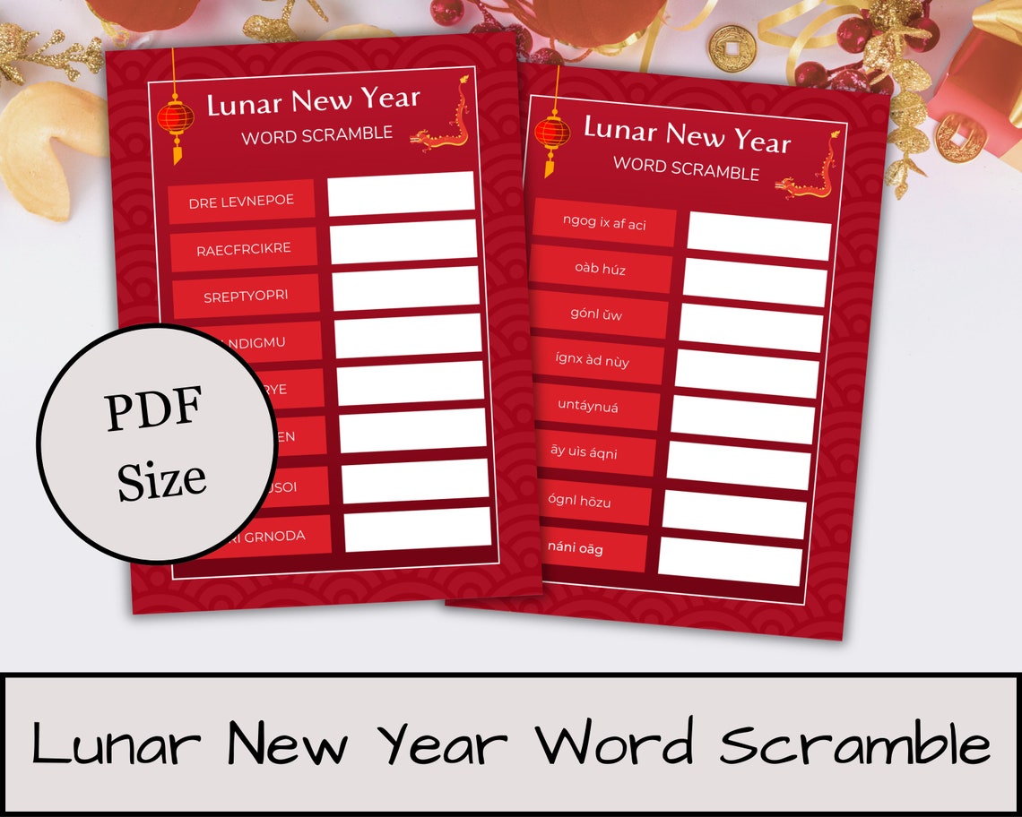 Lunar New Year Word Scramble Game, Printable Lunar New Year Games ...