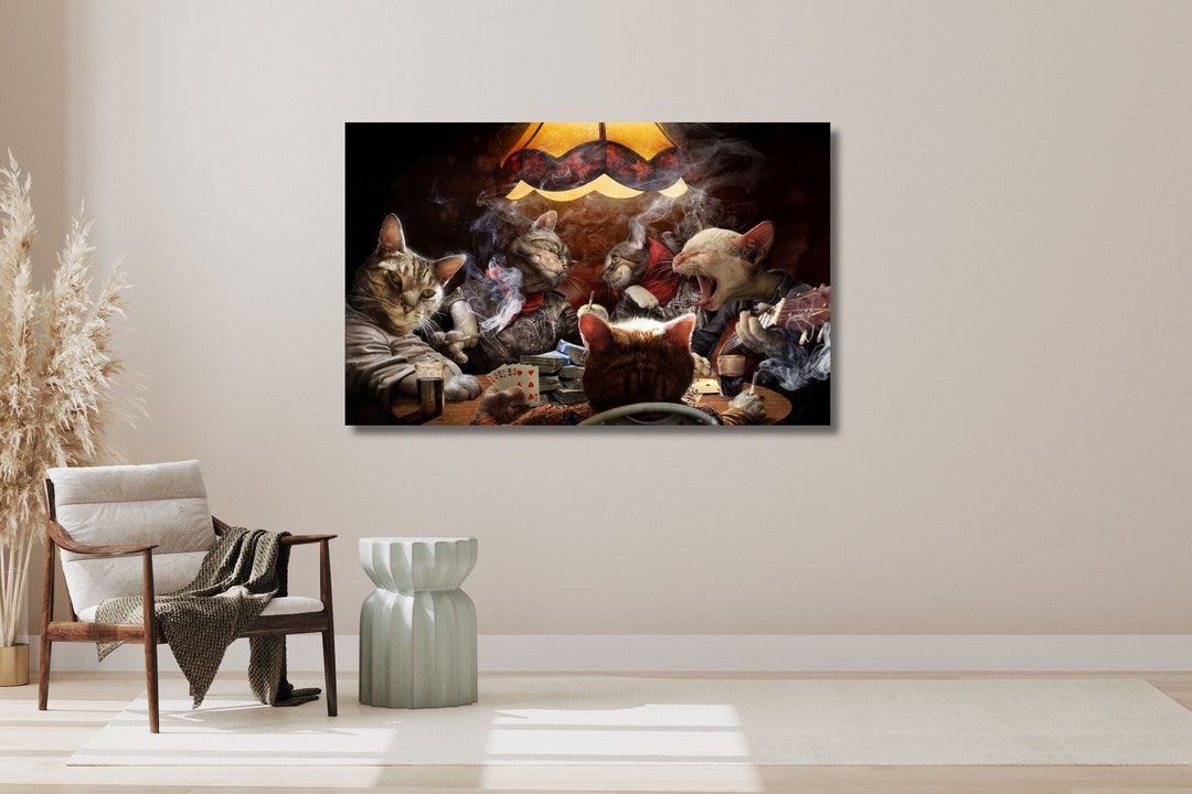 Cats Playing Poker, Card Games Poster, Animal Poster, Game Room Wall ...