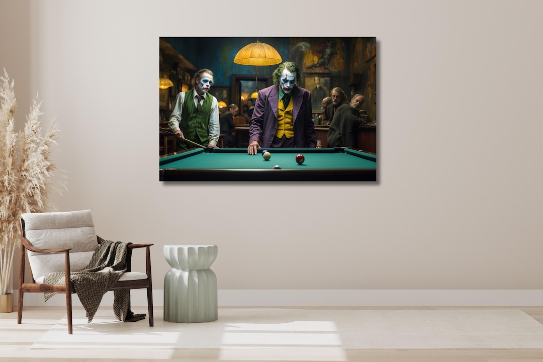 Two Jokers Playing Billiards, Joker Movie Poster, Joker Wall Art, Comic ...