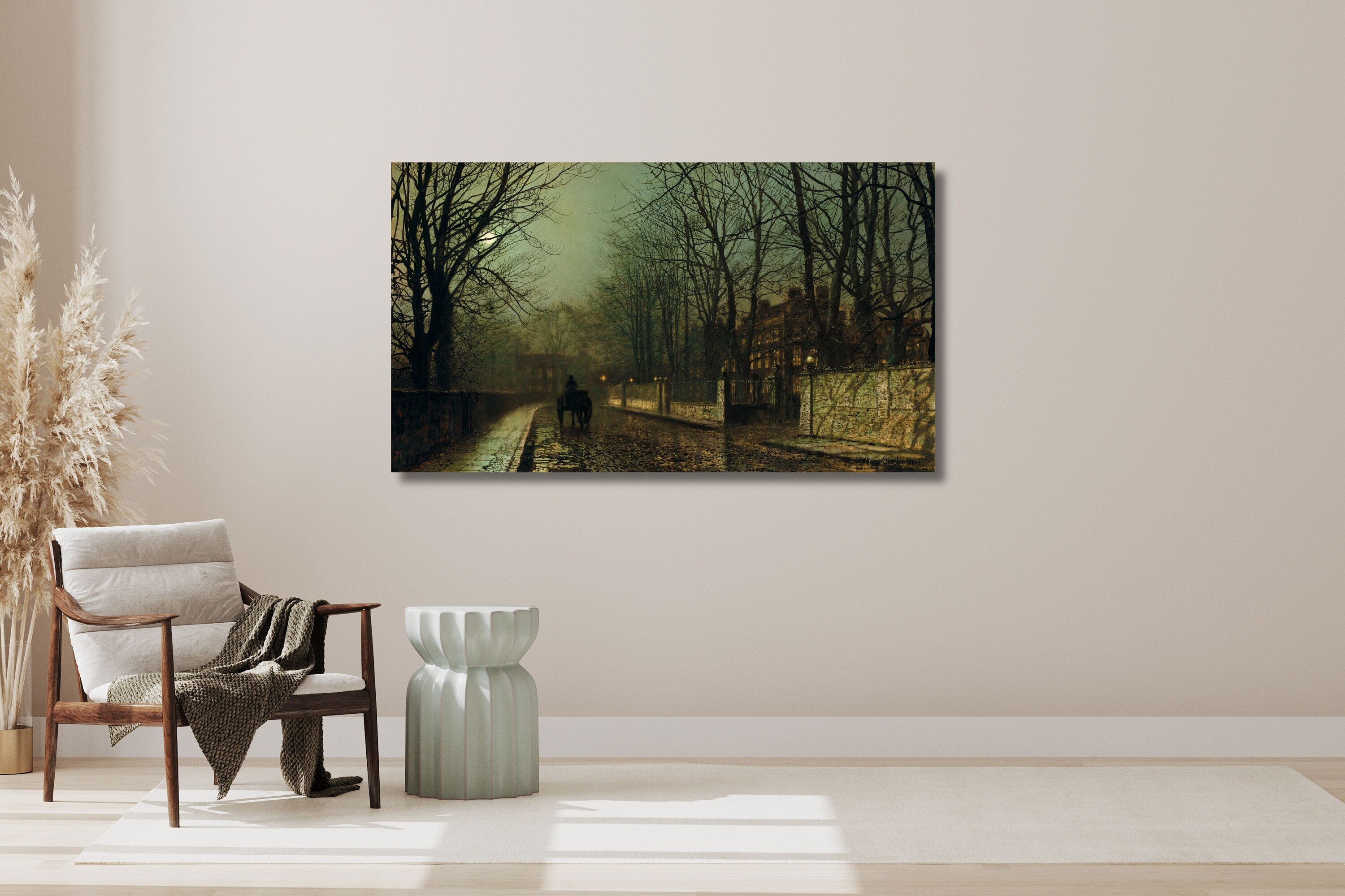 A Wet Moon, Putney Road 1886, John Atkinson Grimshaw, Britische ...