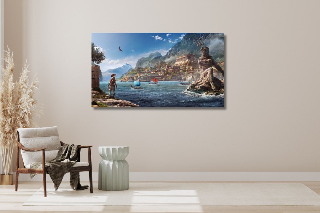 Poseidon Poster, Ancient Greek Poster, Hero Canvas Painting,greek ...