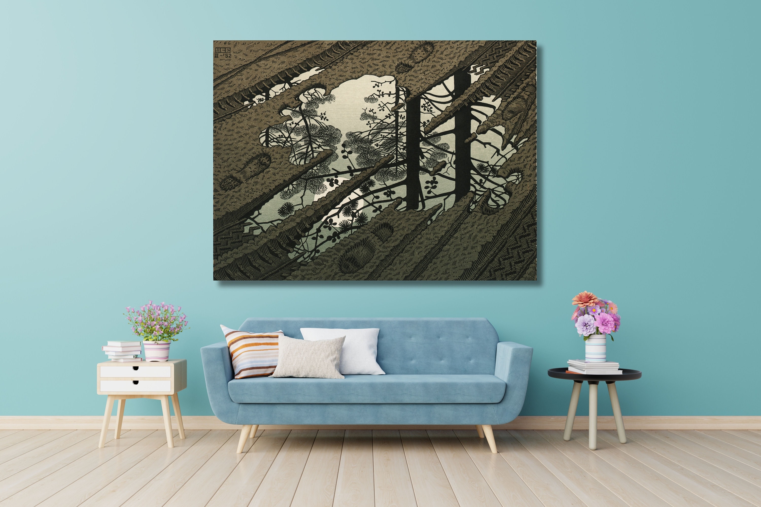Puddle 1952, Maurits Cornelis Escher, Abstract Decor Print, Famous Wall ...