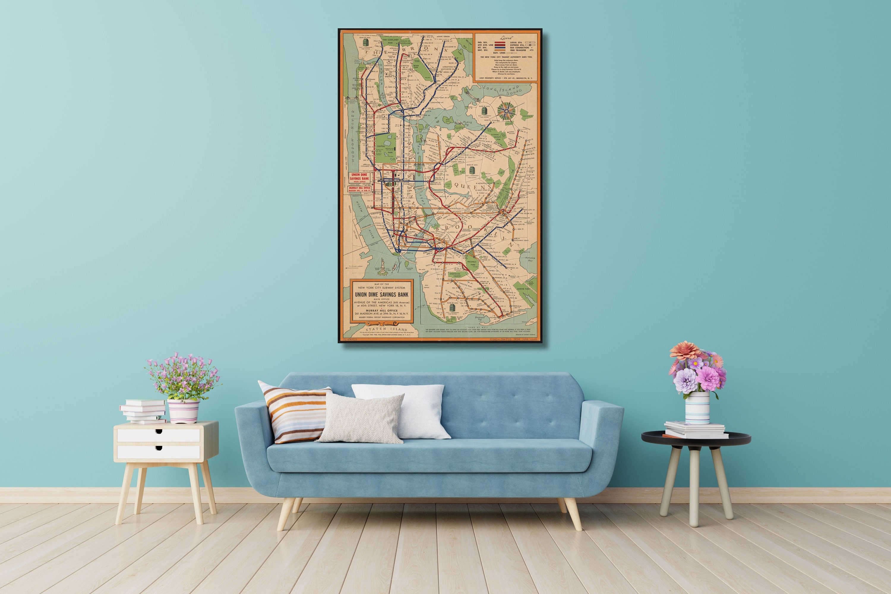 New York Subway Map, NYC Metro System Map, Subway Poster, Graphic ...