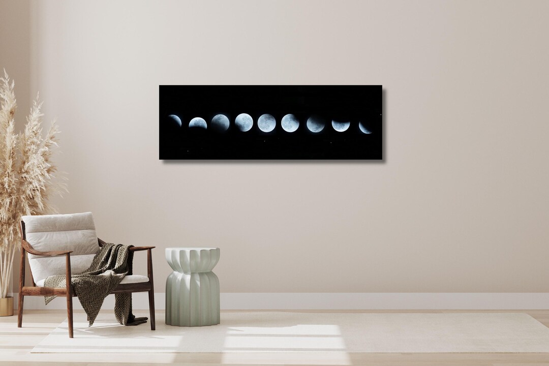 Lunar Rhythm in Motion, Moon Phases Wall Art, Lunar Canvas Poster ...