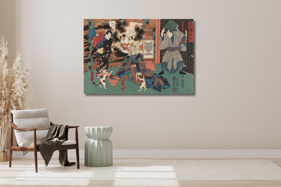 Cat Spectre and Dancing Cats 1847, Utagawa Kuniyoshi, Cat Witch Poster ...