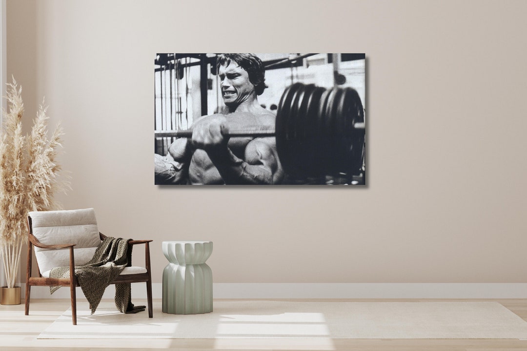 Arnold Schwarzenegger Lifting Weight, Gym Exercise Canvas, Body Builder ...