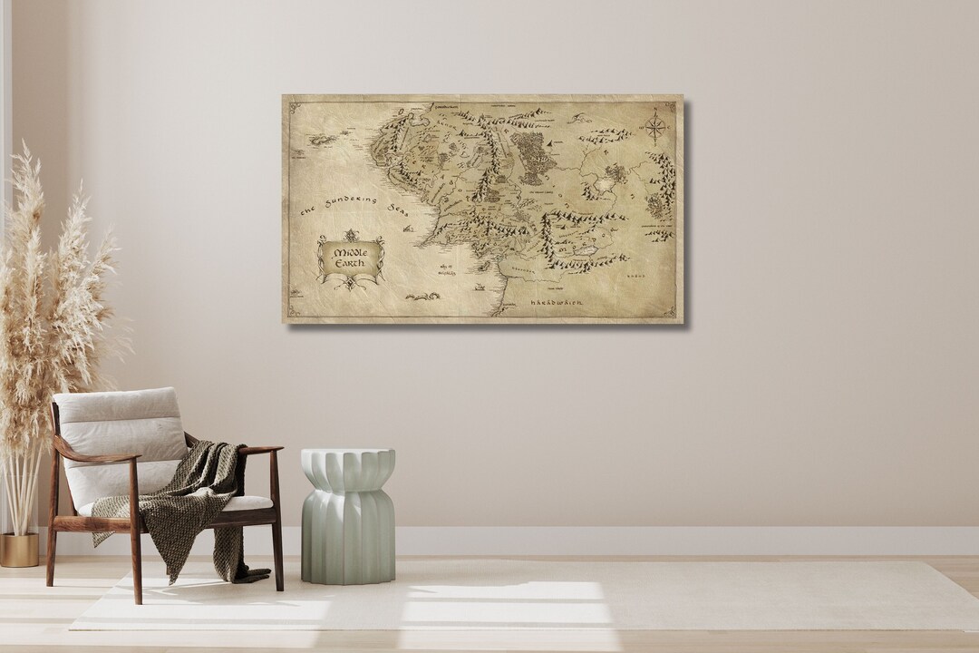 Middle Earth Map TLOTR Poster Middle Earth Wall Art Third - Etsy