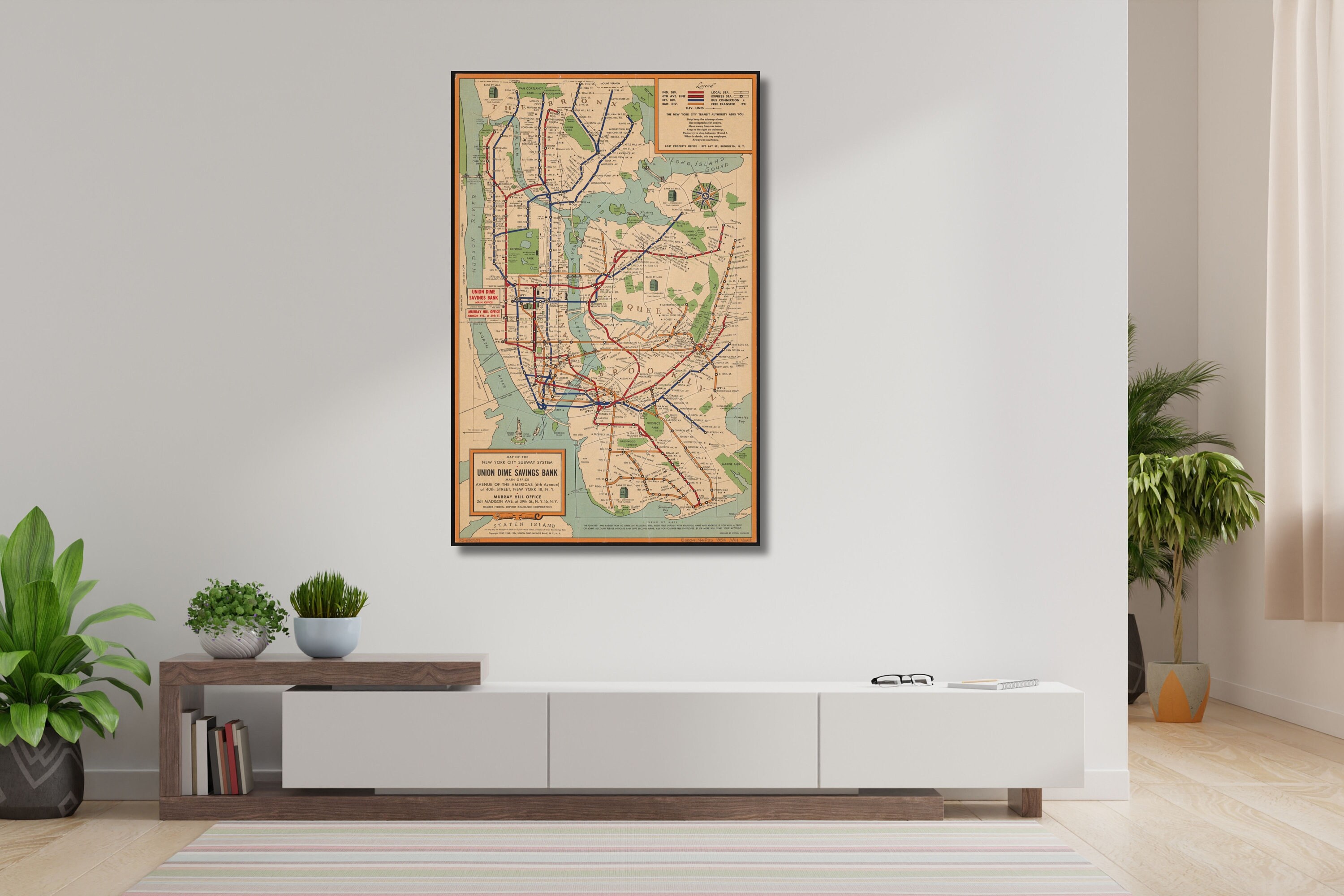 New York Subway Map, NYC Metro System Map, Subway Poster, Graphic ...