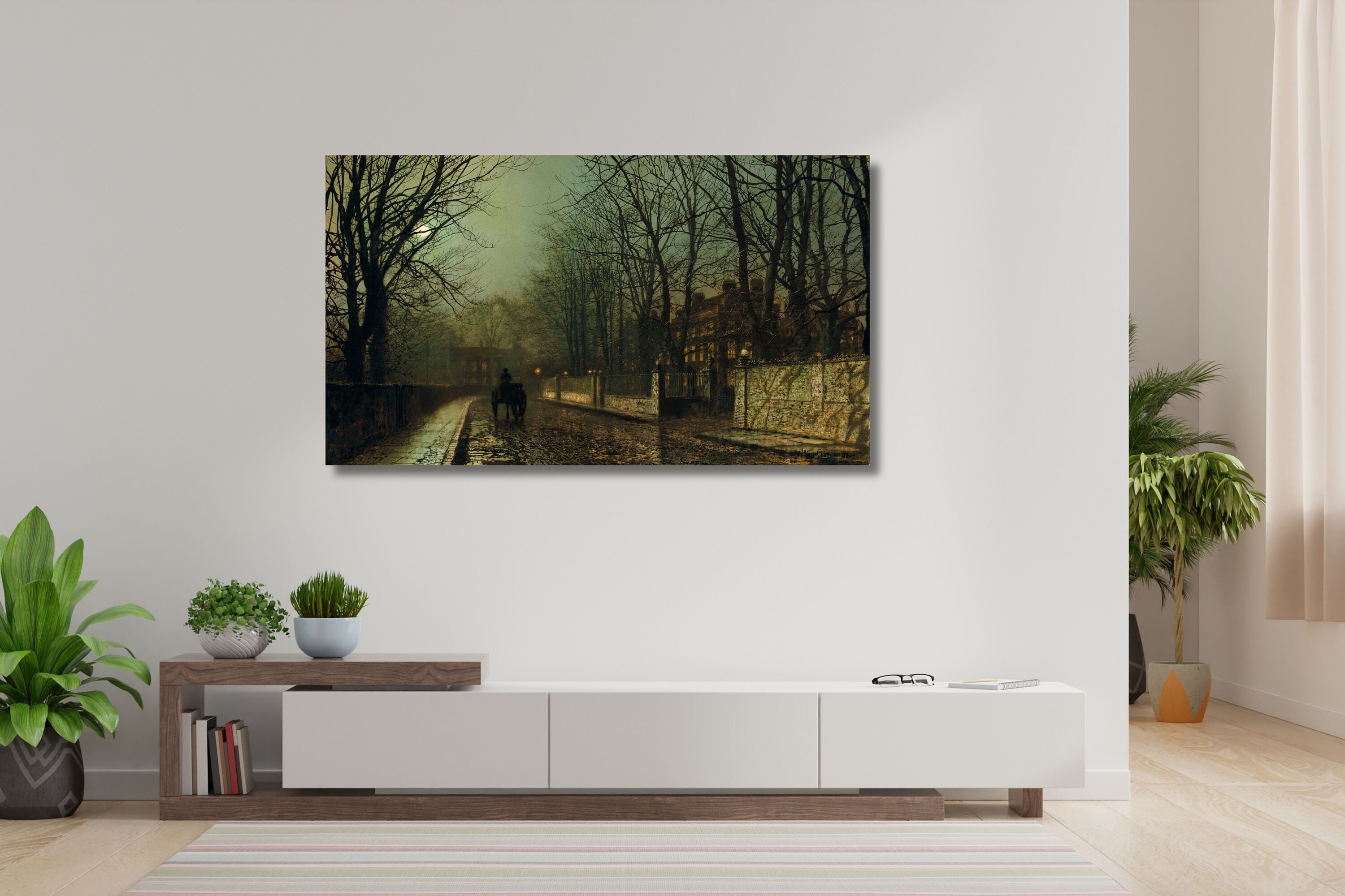 A Wet Moon, Putney Road 1886, John Atkinson Grimshaw, Britische ...