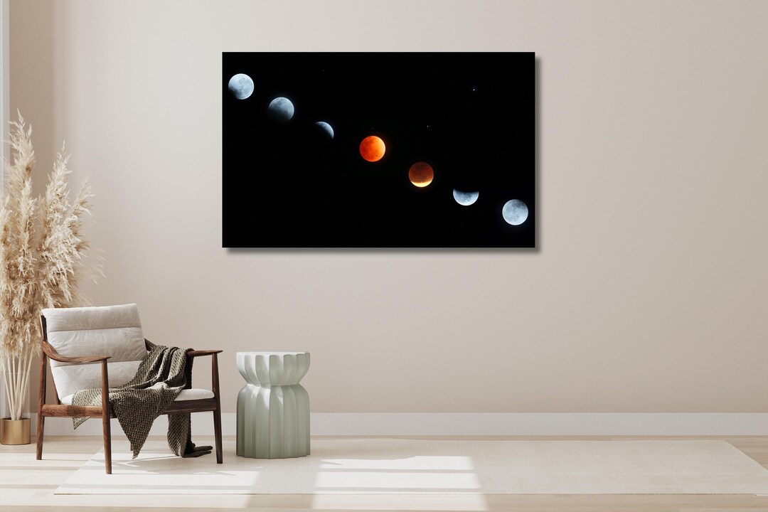 Moon Phases, Lunar Eclipse, Moon Wall Art, Lunar Canvas Poster, Space ...