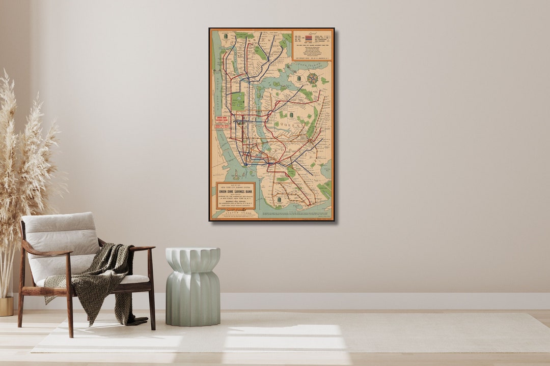 New York Subway Map, NYC Metro System Map, Subway Poster, Graphic ...