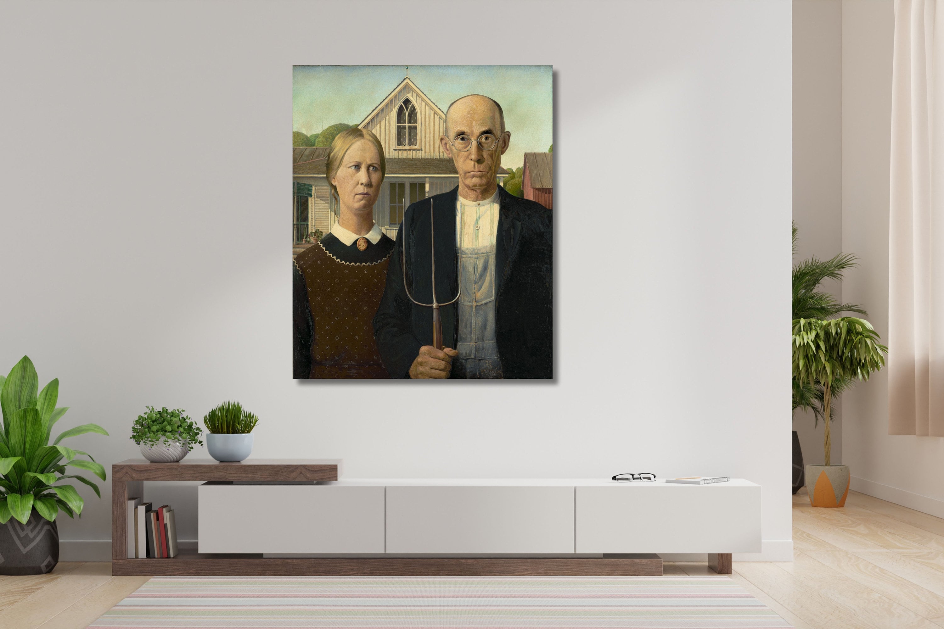 American Gothic 1930, Grant Wood, Famous Oil Painting, Exhibition ...