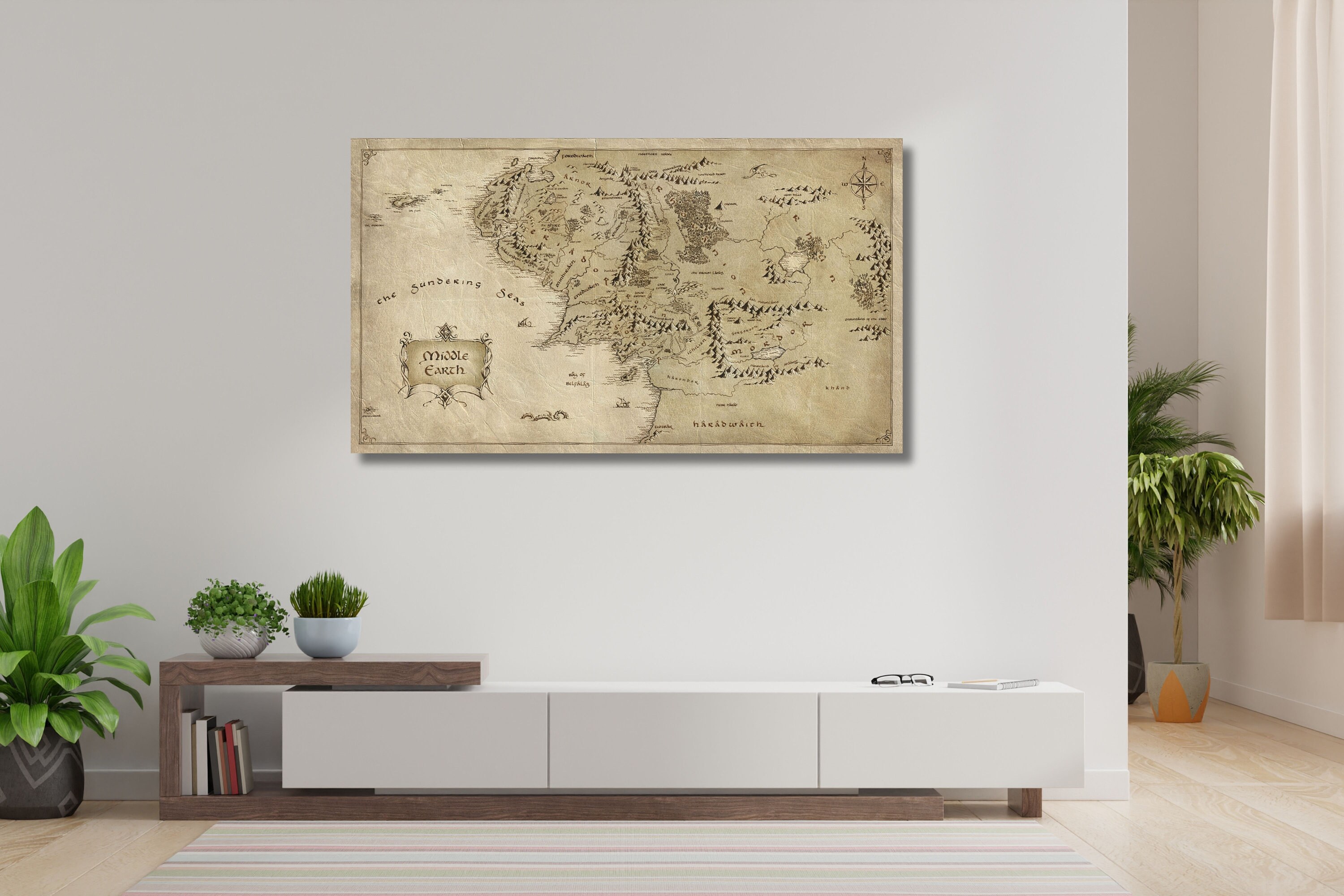 Middle Earth Map TLOTR Poster Middle Earth Wall Art Third - Etsy