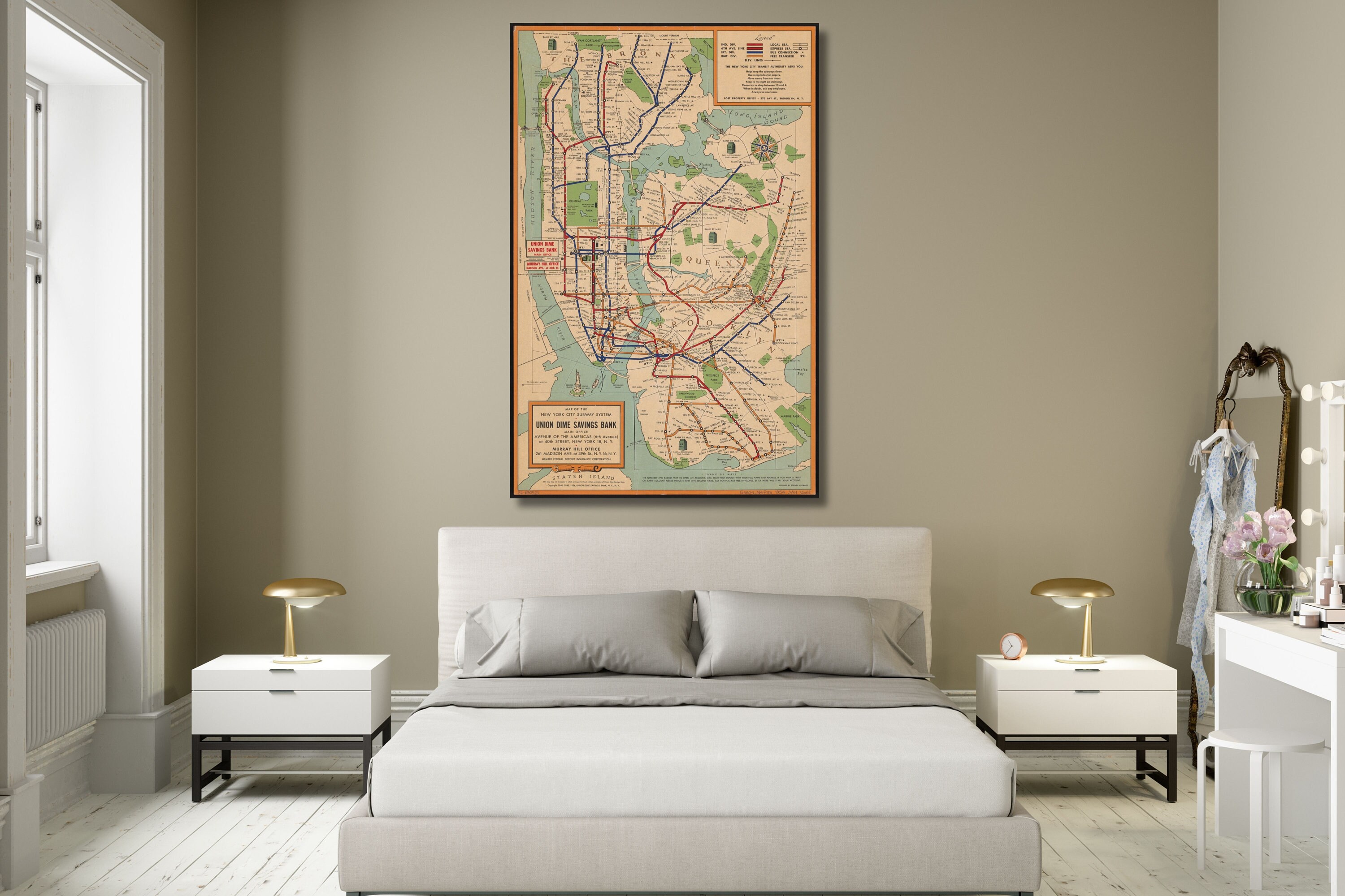 New York Subway Map, NYC Metro System Map, Subway Poster, Graphic ...