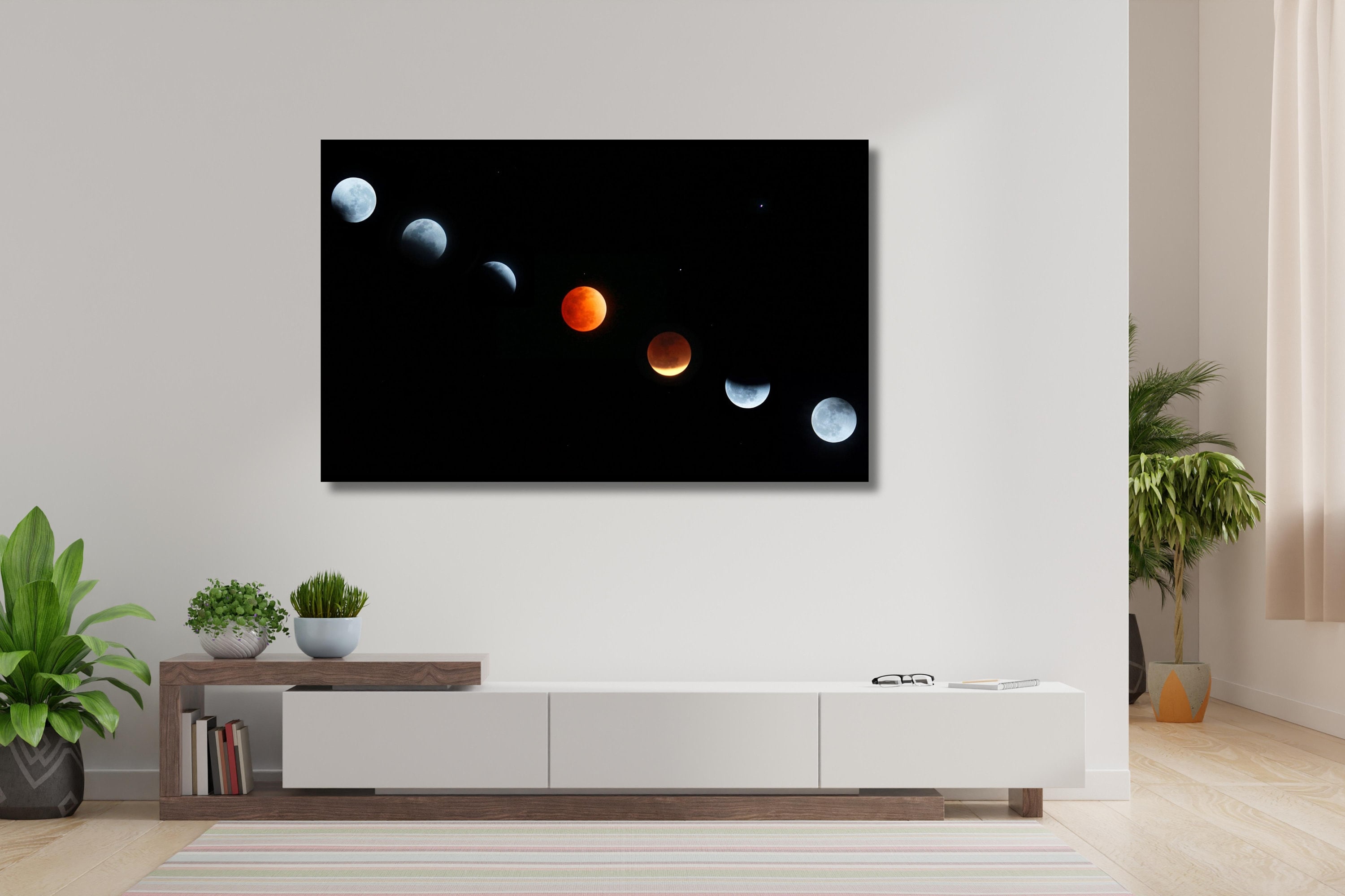 Moon Phases Lunar Eclipse Moon Wall Art Lunar Canvas - Etsy