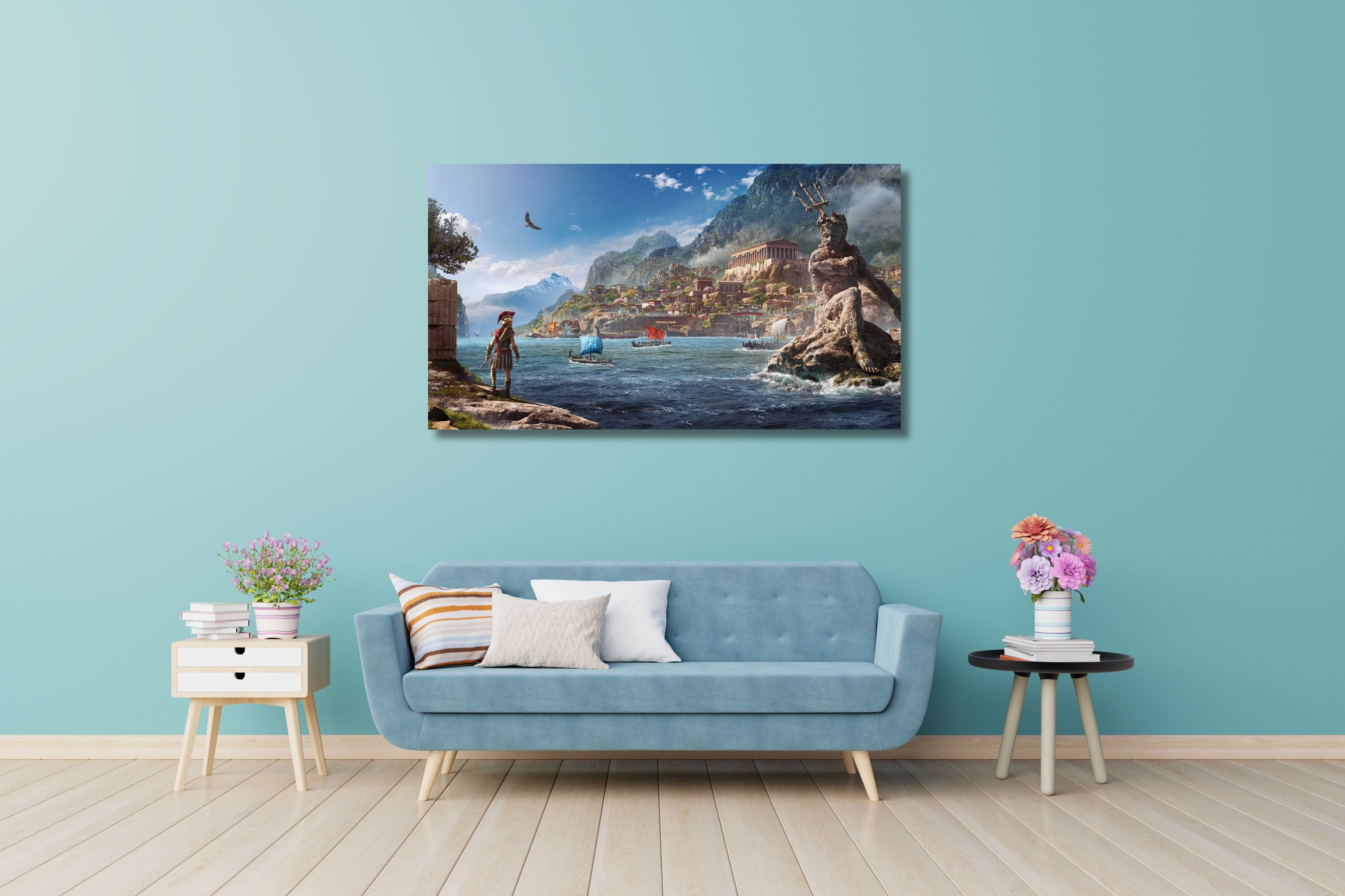 Poseidon Poster, Ancient Greek Poster, Hero Canvas Painting,greek ...