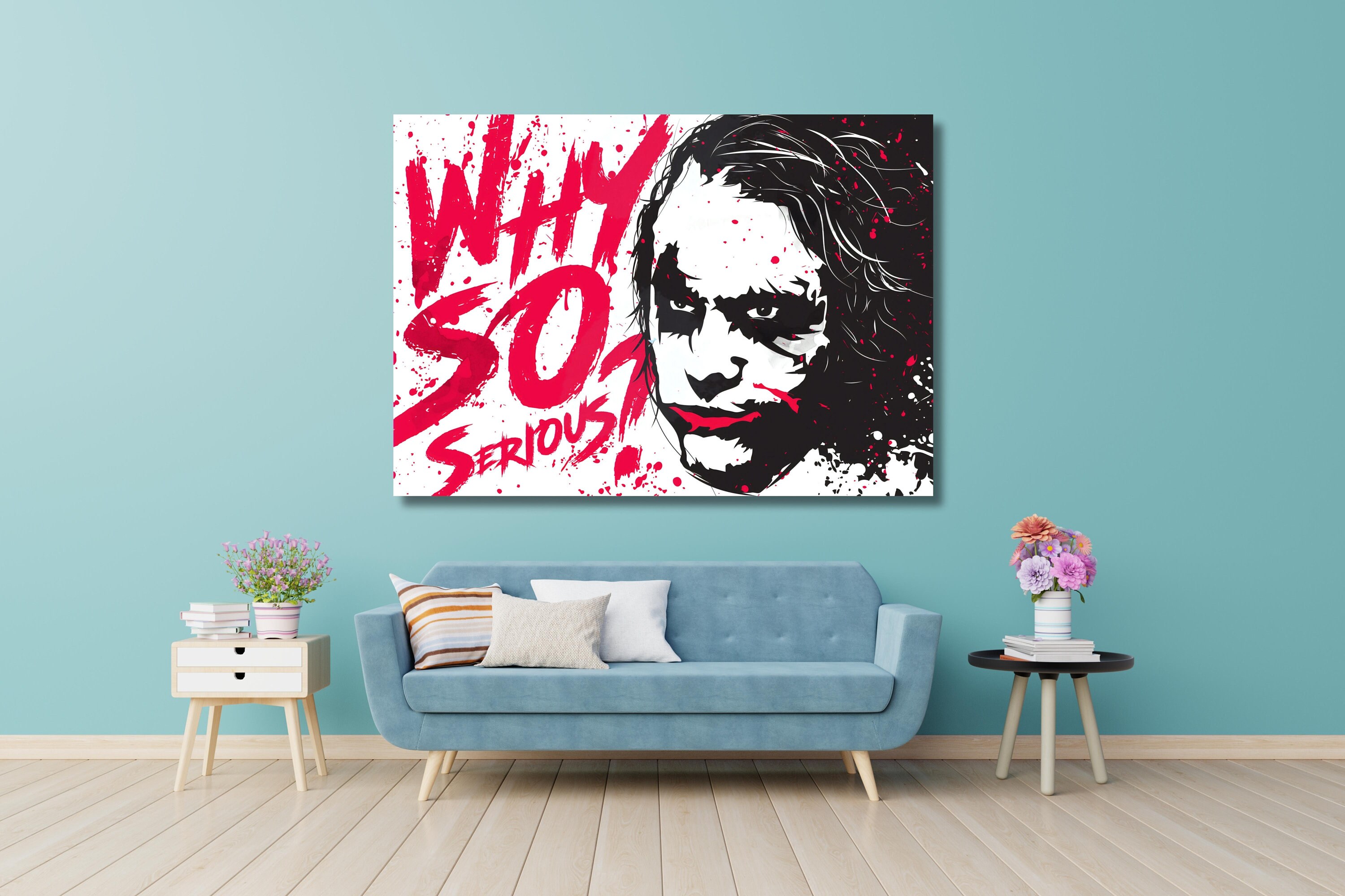 Why so Serious, Joker Movie Poster, Heath Ledger Quote Wall Art, Comic ...