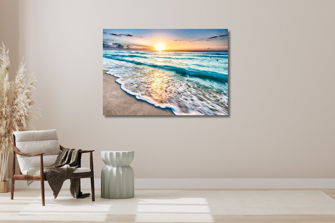 Ocean Beach Poster, Ocean Landscape Poster, Cool Beach Artwork, Sea ...