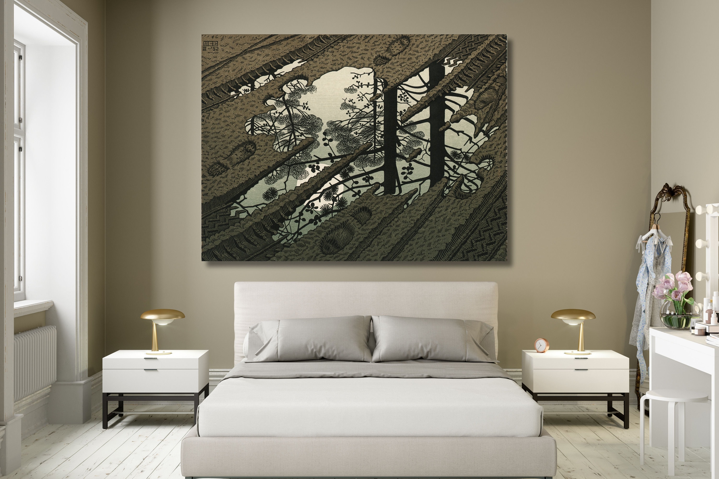 Puddle 1952, Maurits Cornelis Escher, Abstract Decor Print, Famous Wall ...