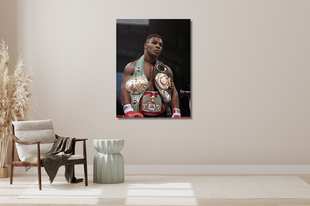 Mike Tyson Boxing Poster, Mike Tyson Champion 1987, Tyson Boxing Belts ...
