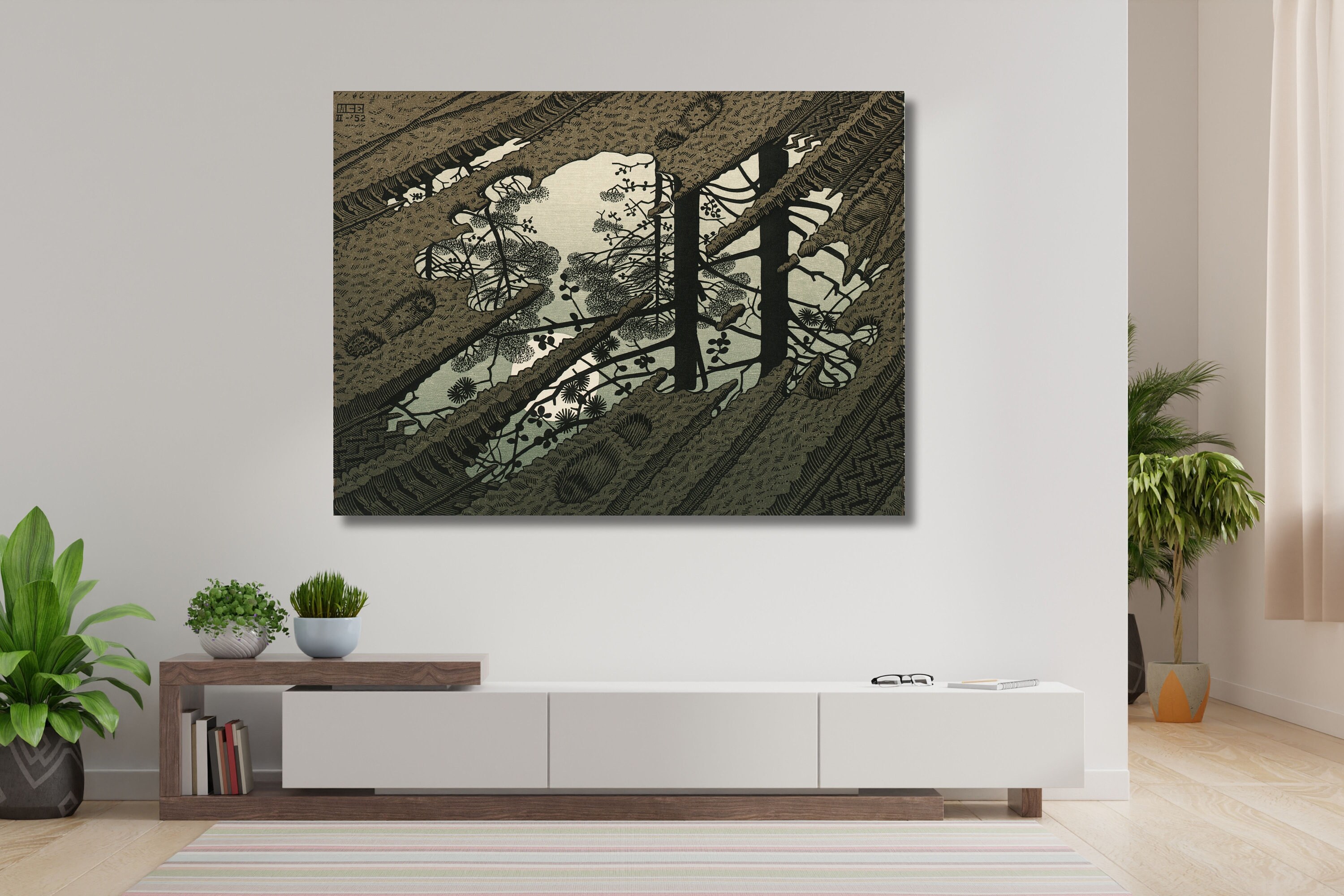 Puddle 1952, Maurits Cornelis Escher, Abstract Decor Print, Famous Wall ...