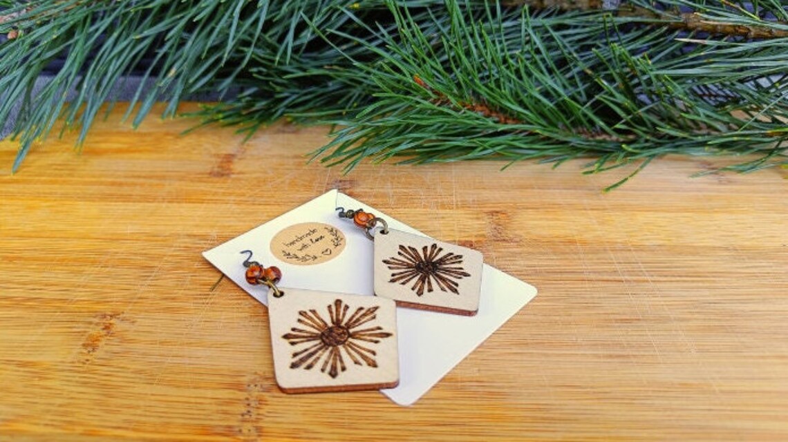 Philippine Flag Sun and Stars Pyrography Art Earrings Pyrography ...