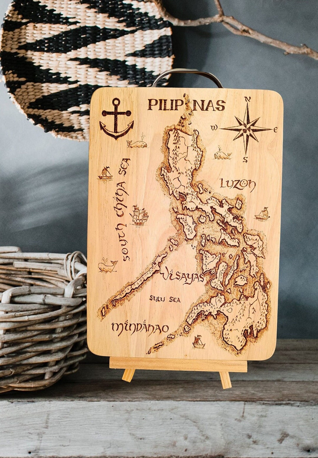 Woodburned Philippine Map, Filipino Gift, Pyrography Art, Woodburning ...
