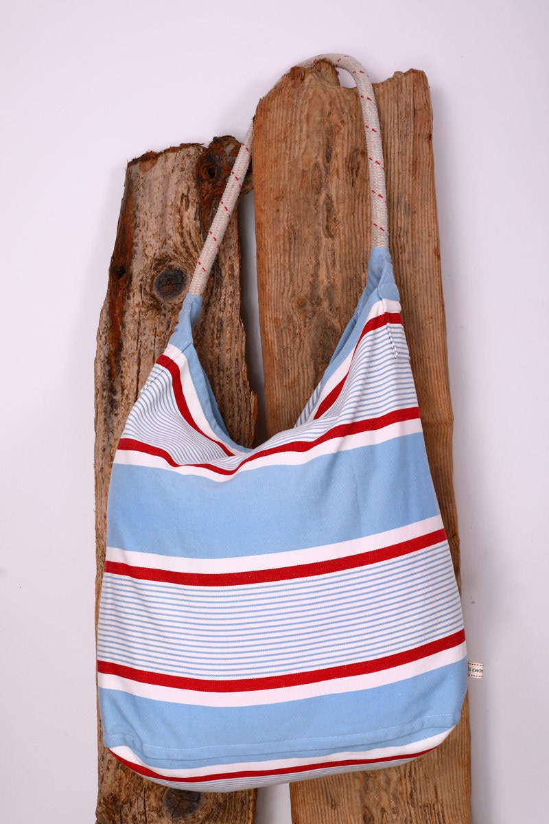 An Extra Large Beach Bag, Handmade From Recycled Fabrics, Double ...