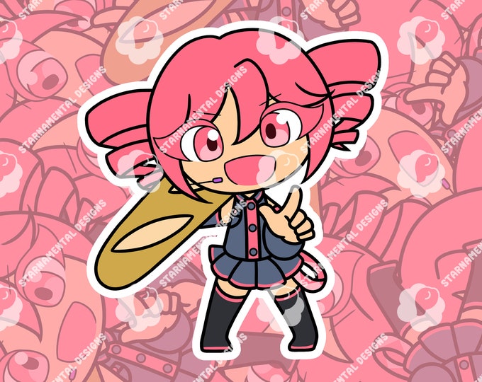 Kasane Teto Utauloid 3" Vinyl Laminated Sticker | Magenta Pink Kawaii ...