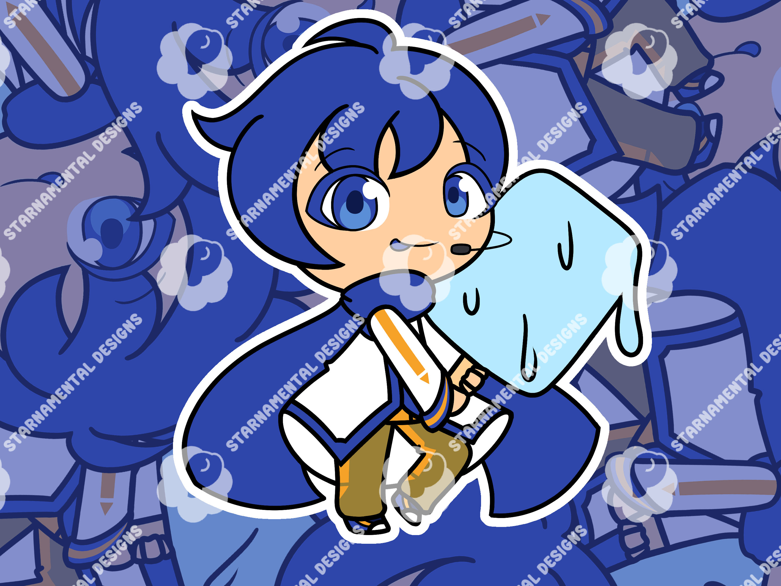 Kaito Vocaloid 3 Vinyl Laminated Sticker Blue Kawaii Cute Anime Boy ...
