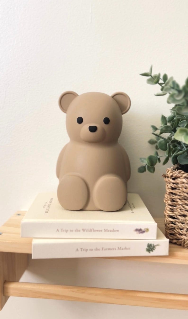 Neutral Silicone Teddy Bear Coin Bank for Kids, Baby, and Toddler ...