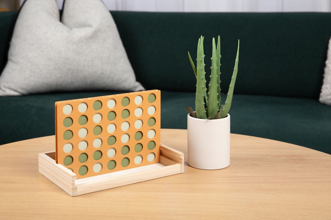 Wooden 4 in a Row Game- Aesthetic Board Games-neutral Coffee Table ...