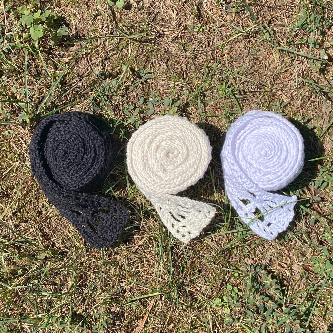 Crochet 35mm Film Skinny Scarf - Black, Cream, White - Etsy