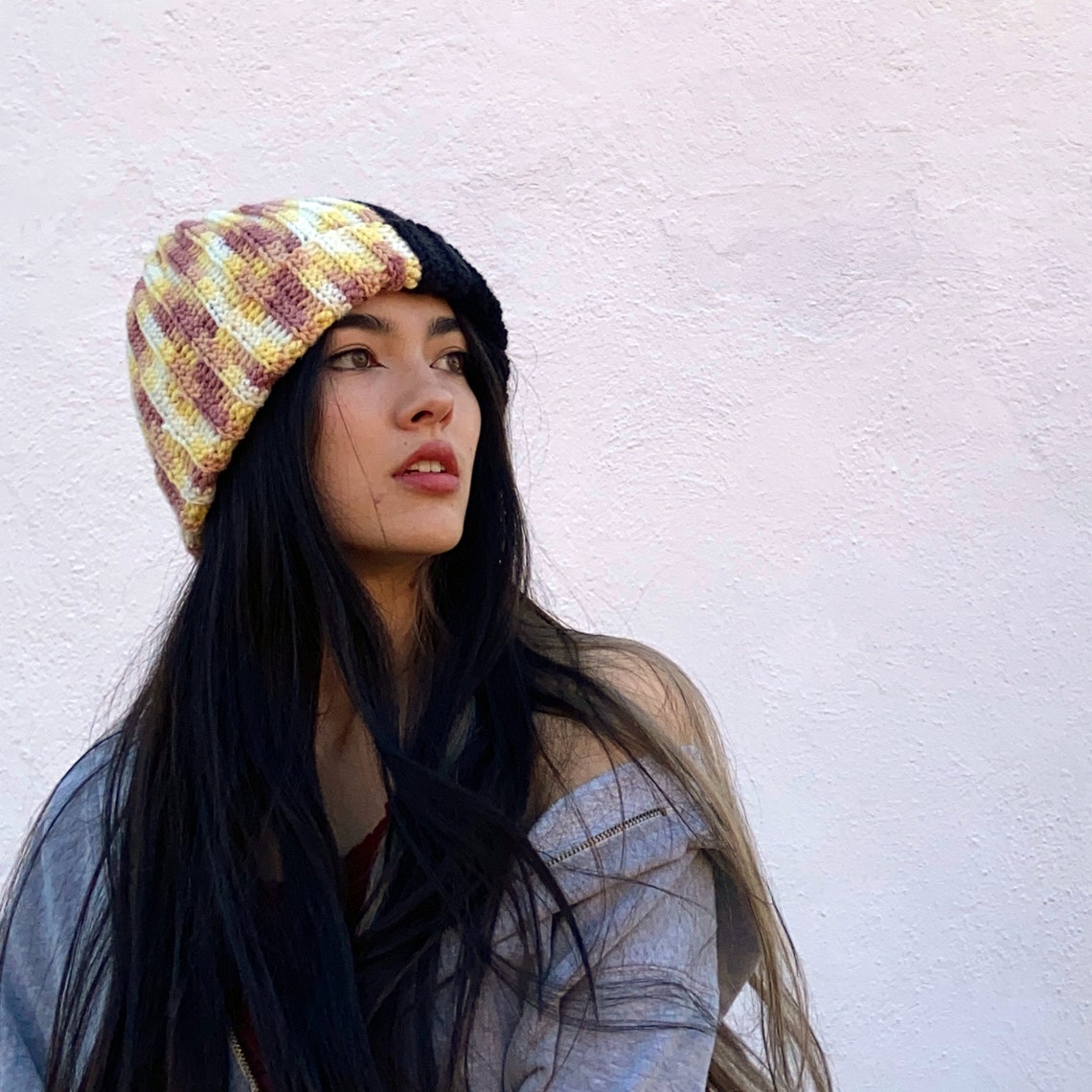 Split Beanie Crochet Chunky Knit Look - Etsy