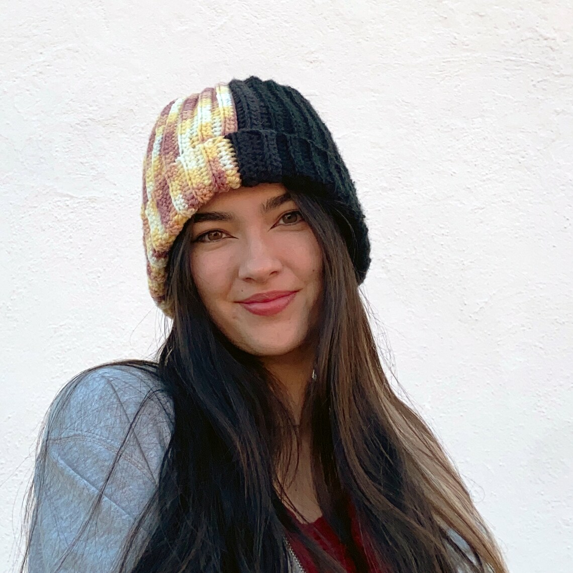 Split Beanie Crochet Chunky Knit Look - Etsy