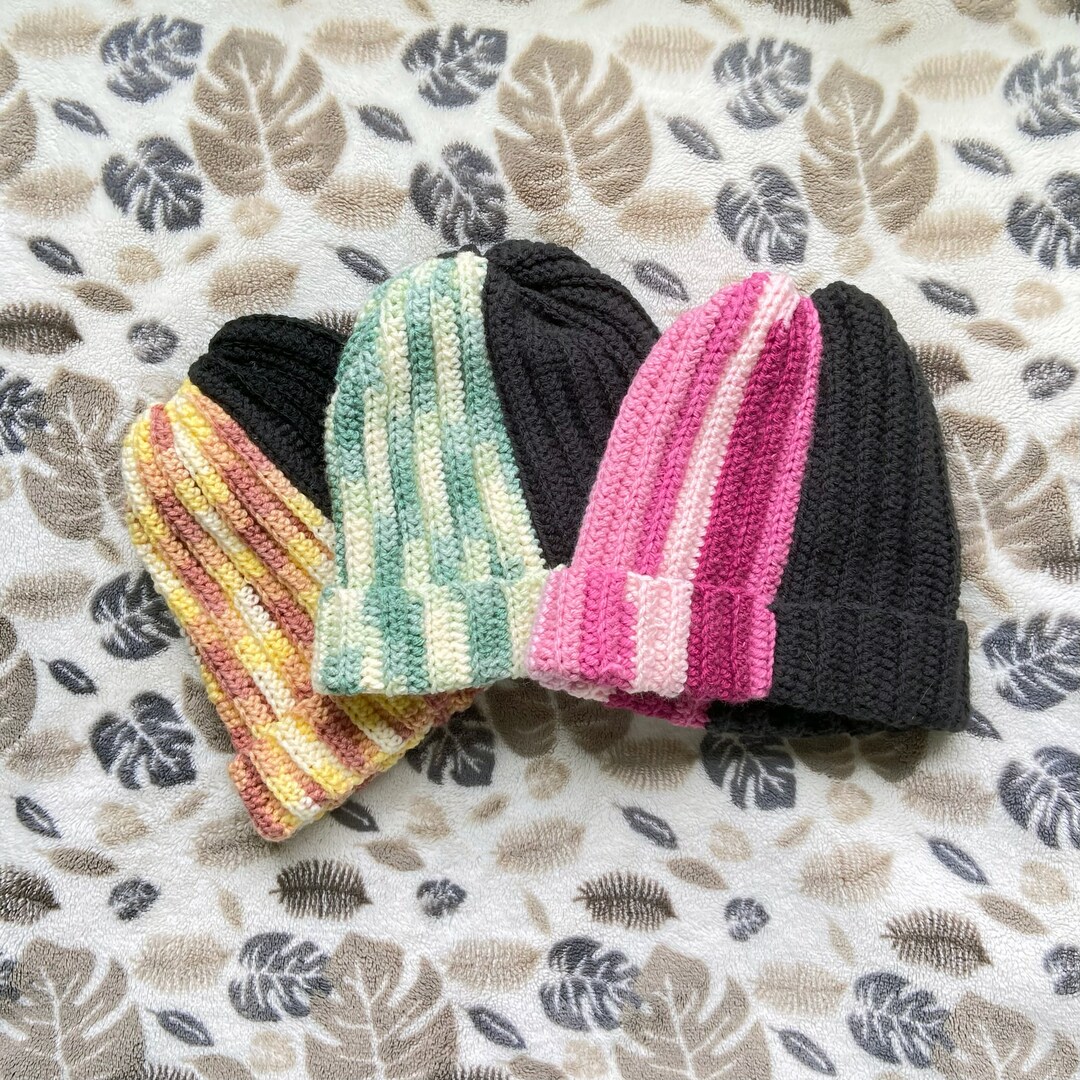 Split Beanie Crochet Chunky Knit Look - Etsy