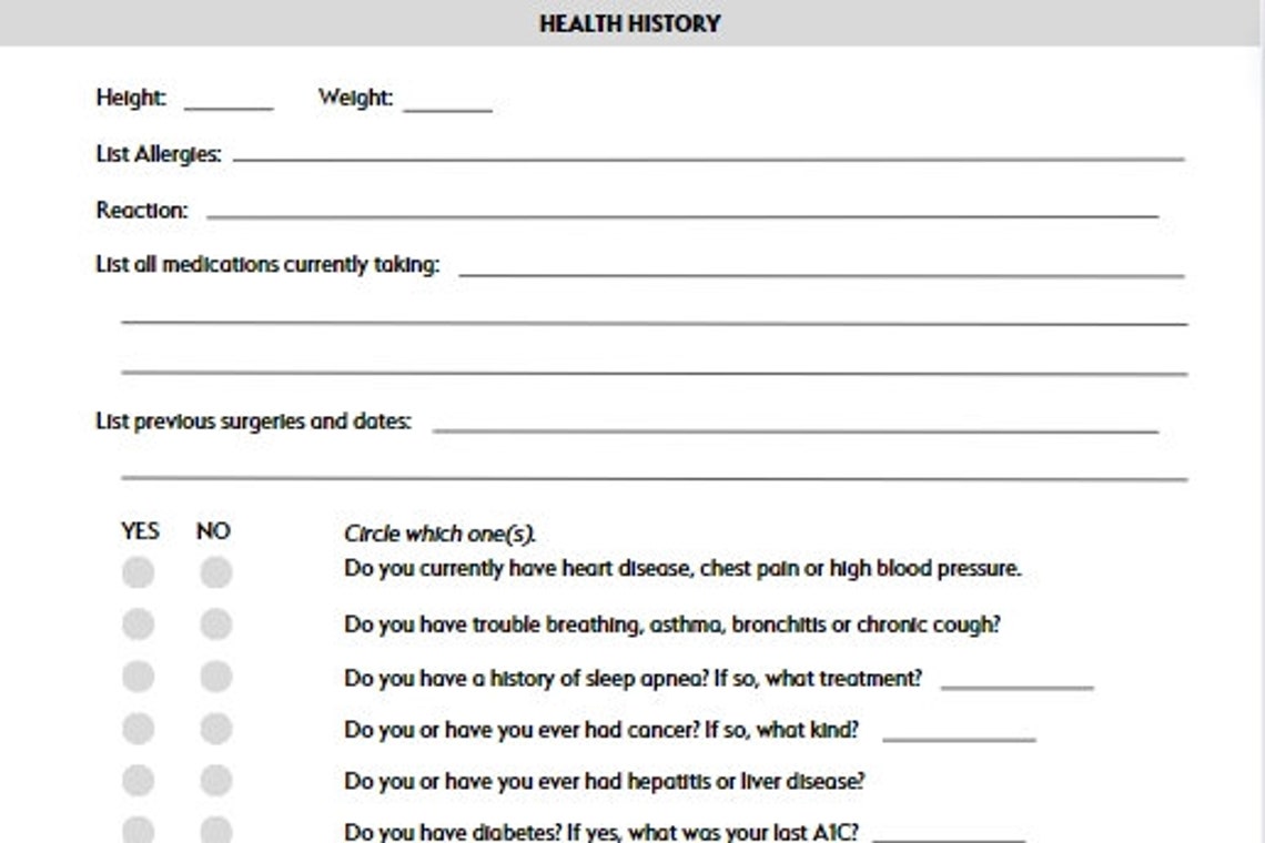 Editable Patient Intake Form - Etsy