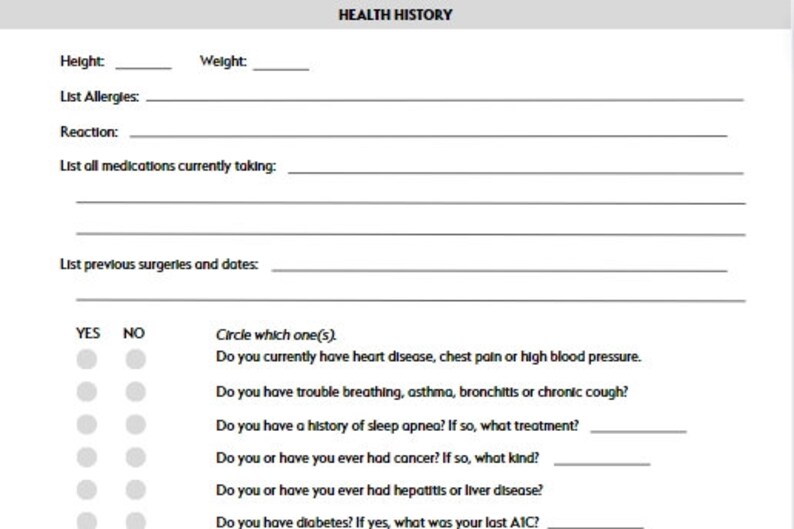 Editable Patient Intake Form - Etsy