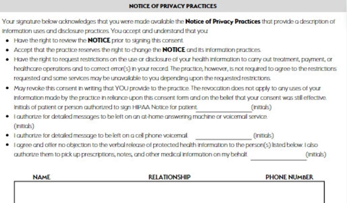 Editable Patient Intake Form - Etsy