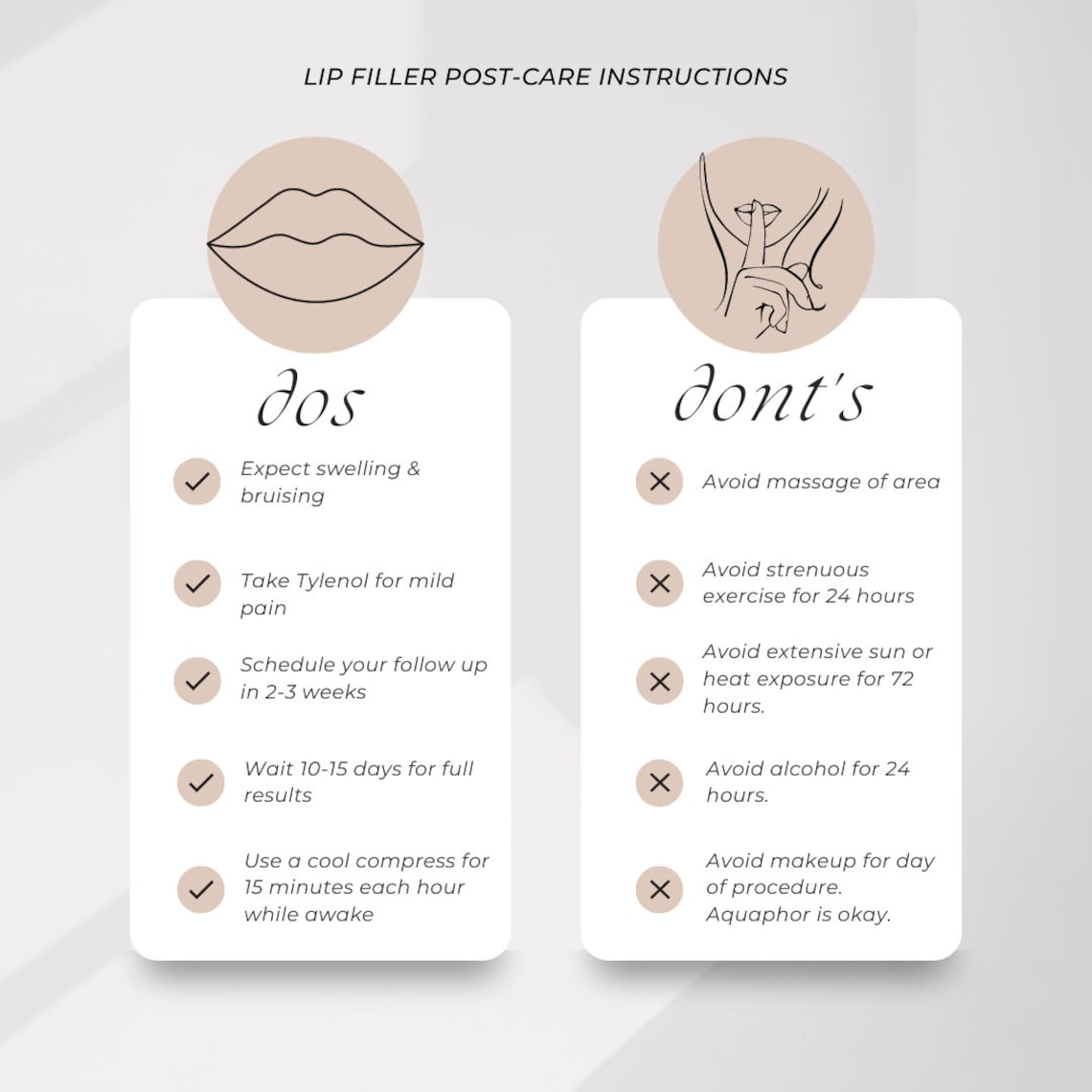 Lip Filler Post Care Instructions Template CANVA Template Download - Etsy