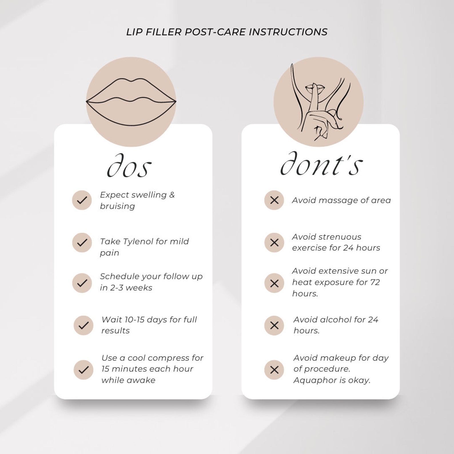 Lip Filler Post Care Instructions Template CANVA Template Download - Etsy