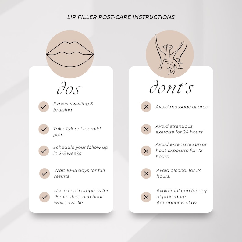 Lip Filler Post Care Instructions Template CANVA Template - Etsy Canada