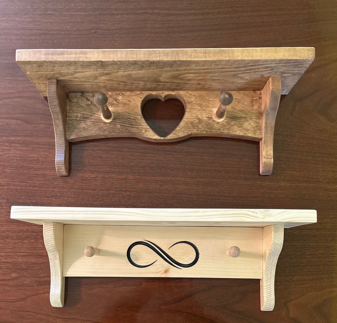 Rustic Wooden Heart / Infinity Shelf With Peg Hangers - Etsy