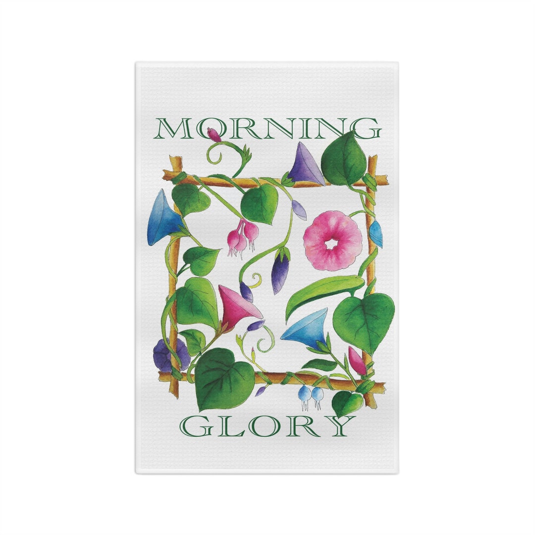 Morning Glory Tea Towel, Watercolor Wildflower Art, 100% Cotton - Etsy