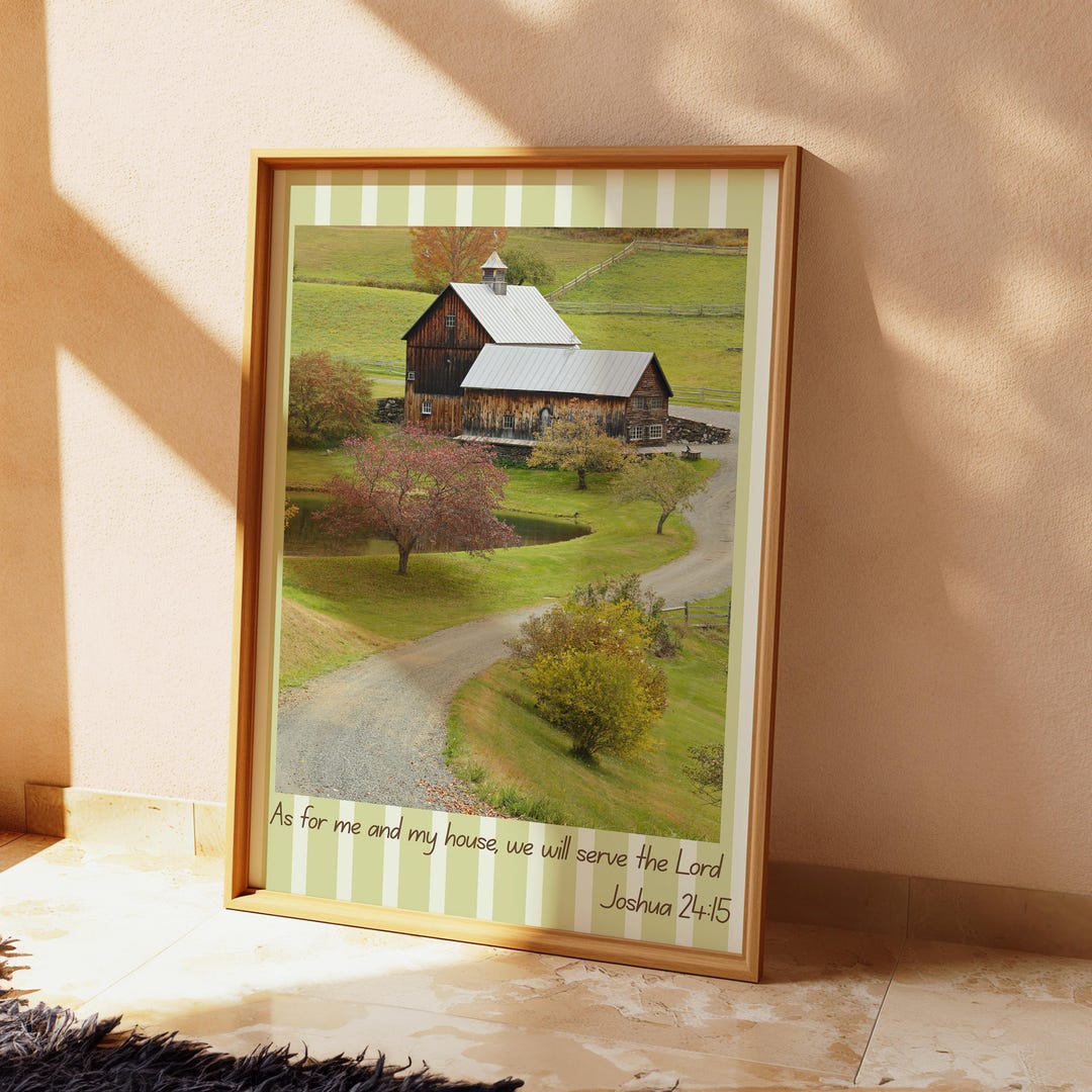 Farmhouse Barn Christian Wall Art, Joshua 24:15 Verse (digital Download ...