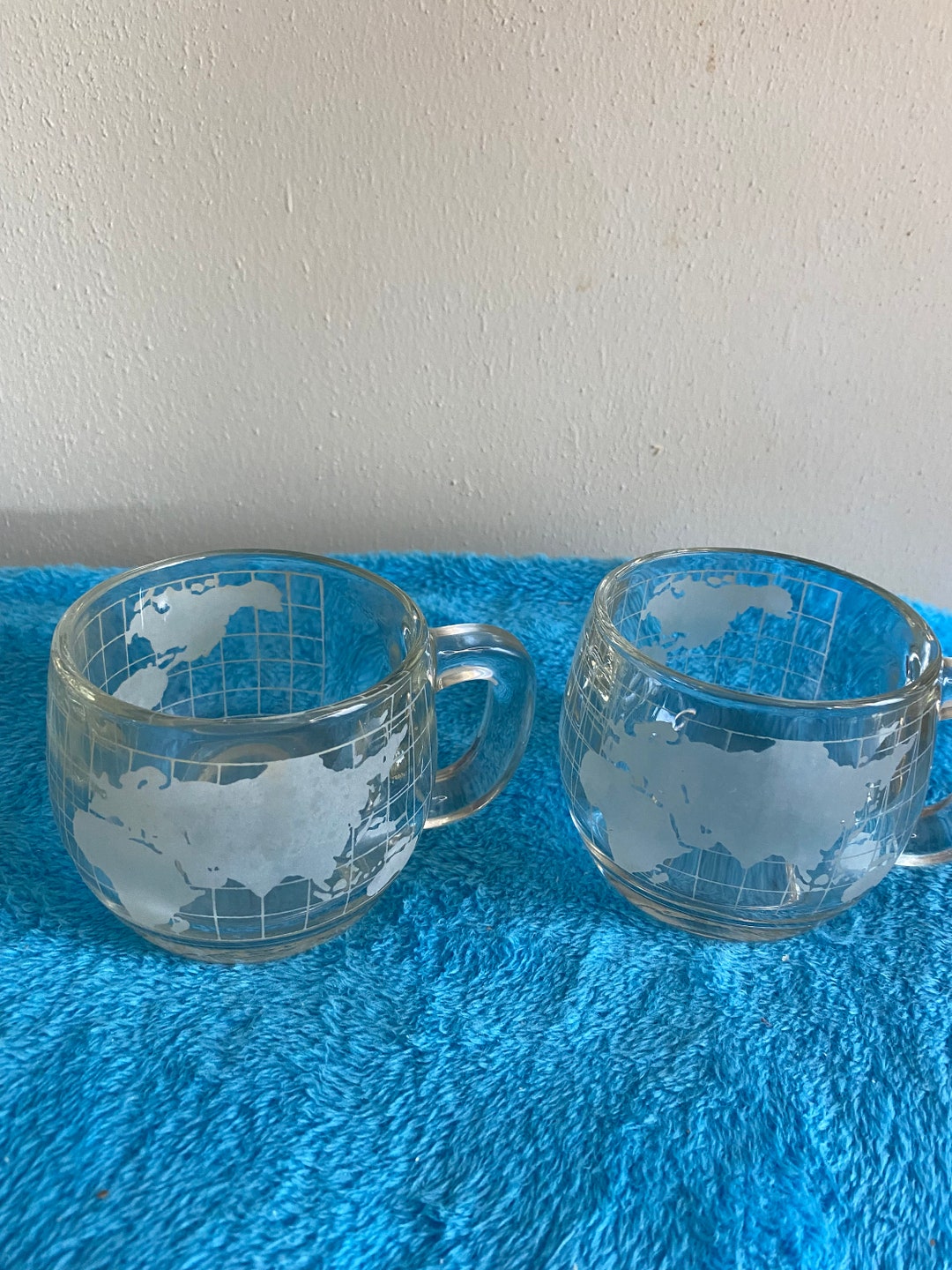 Two World Map Nestle Mugs - Etsy