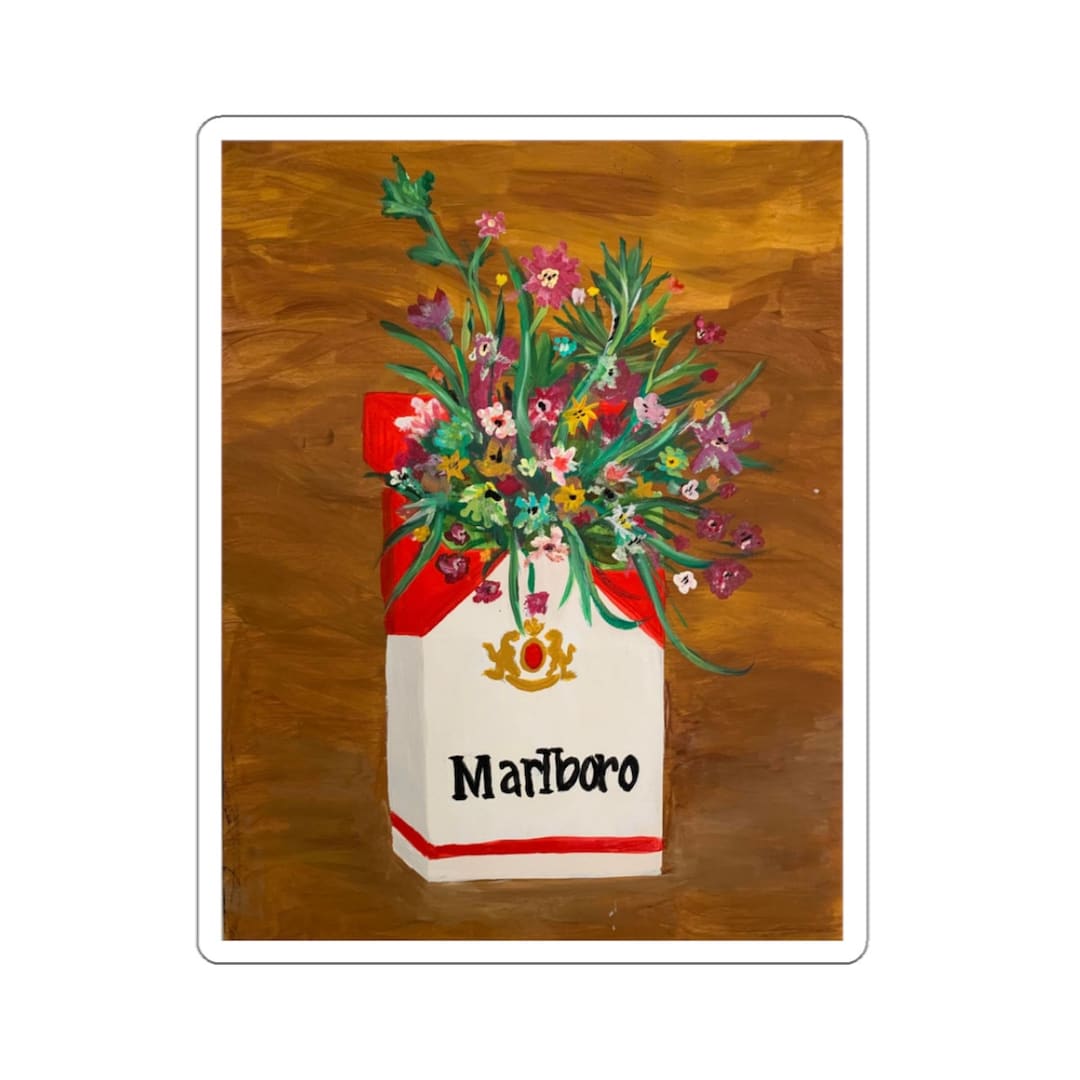Cigarette Carton Sticker, Floral Tobacco Art Decal, Vintage Packaging ...